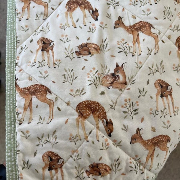 Woodland Baby Quilt, Personalized Gender Neutral Crib Bedding, Baby ...