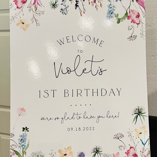 Wildflower Milestone Birthday Poster, Girl 1st Birthday Stats Board ...