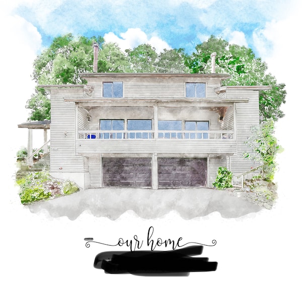 Custom House Drawing, House Illustration, Watercolor House Painting ...