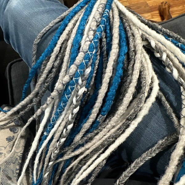 Winter Set, Dreadlock Extensions White Grey Blue Dreadlock Extensions ...