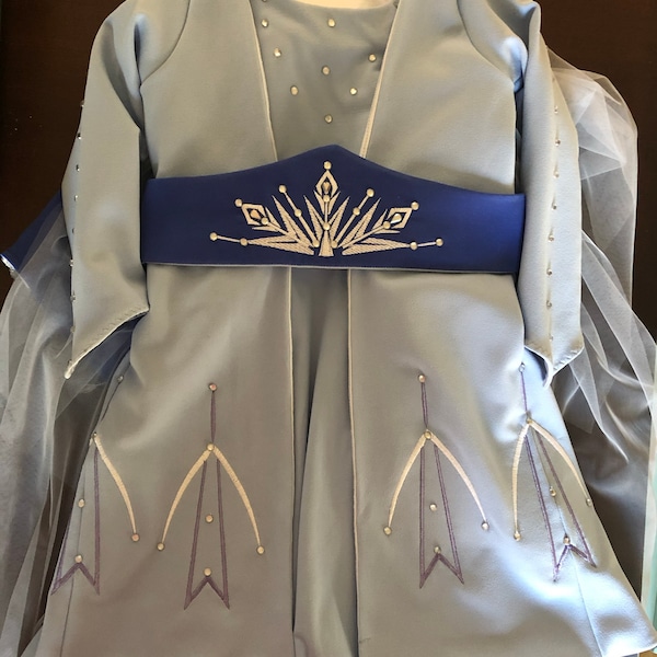Queen Elsa Frozen 2 Snowflake Ice Cosplay Costume Dress Hem Digital ...