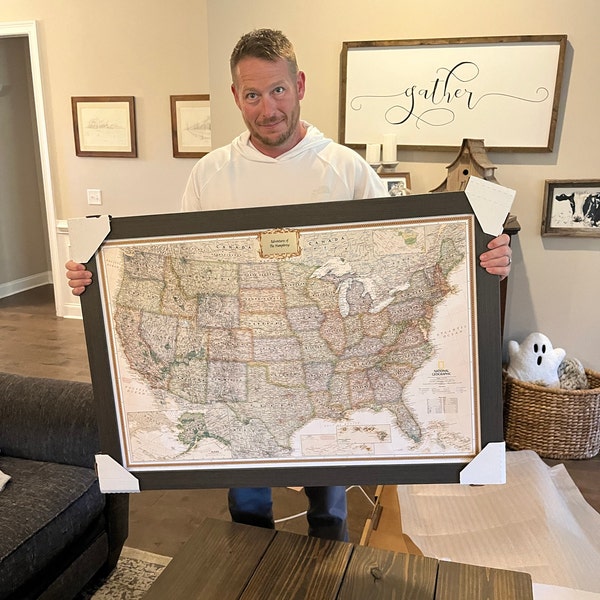 Personalized Executive US Travel Map With Pins and Frame -push Pin ...