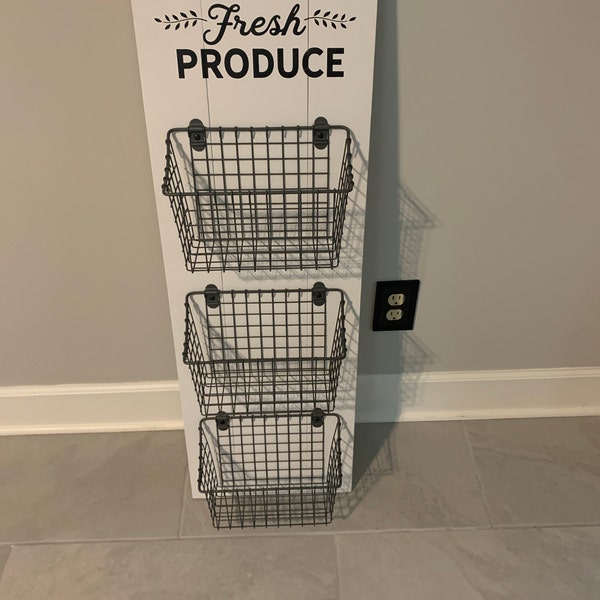 Fresh Produce Storage Wall Hang, Wooden Decor - Etsy