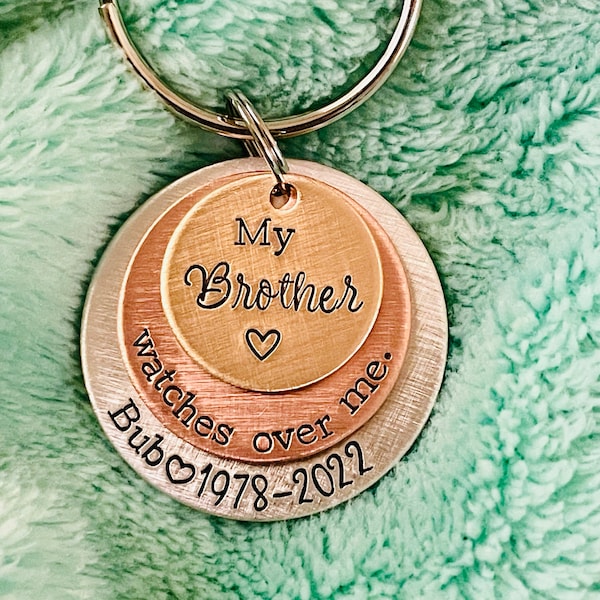 Personalized Hand Stamped Brother Memorial Keychain. Custom Gift for ...