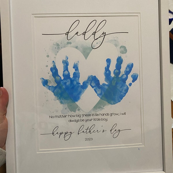 Father's Day Handprint Art, Daddy's Little Boy, DIY Fathers Day Gift ...