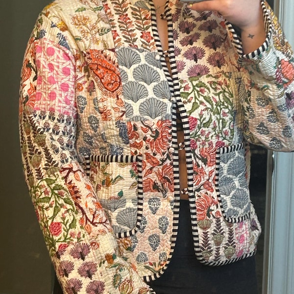Patchwork Quilted Jackets Cotton Floral Bohemian Style Fall Winter ...