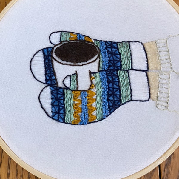 Cozy Mittens / Winter Embroidery Pattern PDF / Digital Hand Embroidery ...