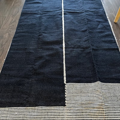 Handwoven Wool Rug Runner, Black White Wool Runner Rug, Entryway ...