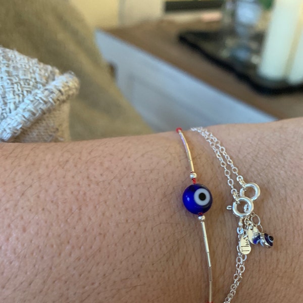 Evil Eye Silk Thread Gold Fill Bracelet Also Available in Silver - Etsy