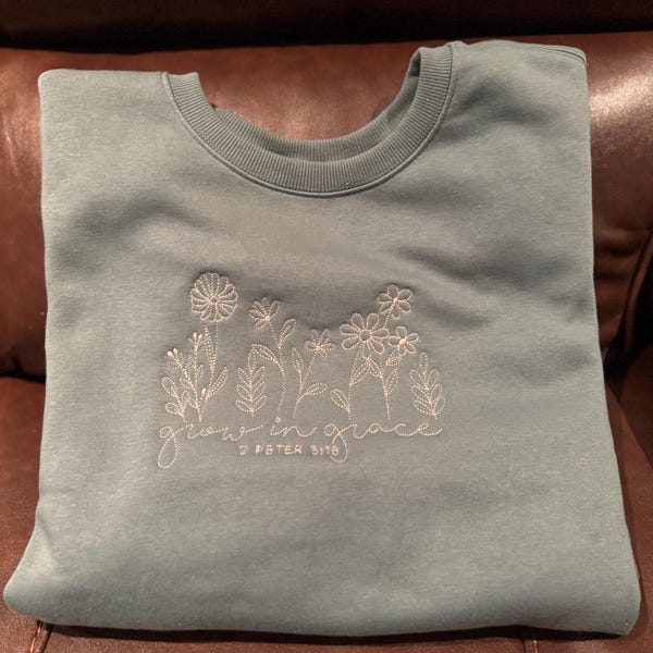 Grow in Grace Embroidery Design, 3 Sizes, Instant Download - Etsy