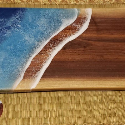 Your Custom Black Walnut Ocean Desk, Wave Desk, Beach Desk, Live Edge ...