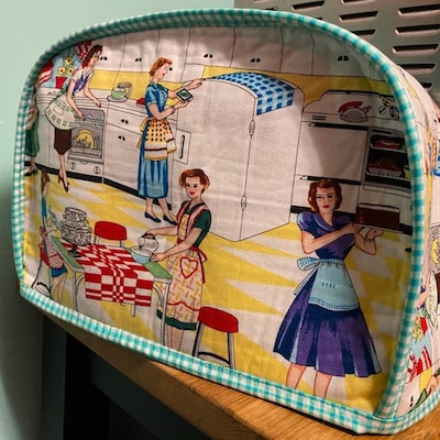 D. Two Slice Toaster Cover, Retro Fifties Kitchen Ladies, Reversible ...