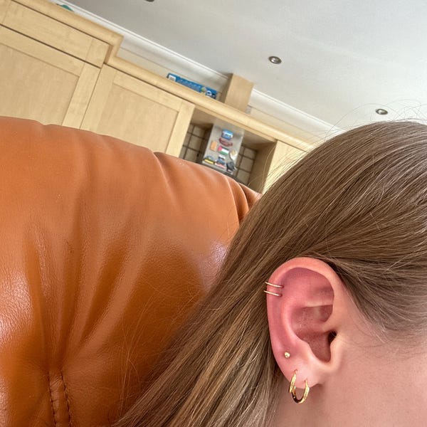 Mens Gold Helix Hoop, Helix Ring, Tragus Hoop, Hugger Earring, Minimal ...