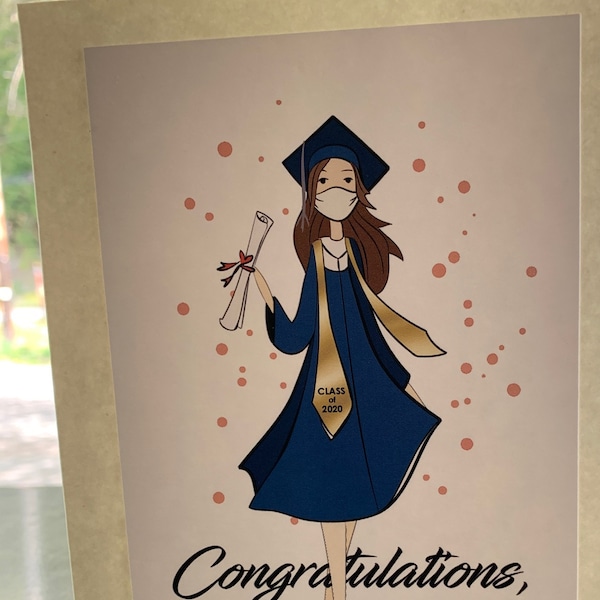 Graduation Card, Personalized Graduate Card, Custom Color Gown and Cap ...