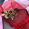 Red and Gold Hair Pin With Swarovski Crystals • Modern Tea Ceremony ...
