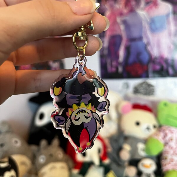 Jevil Deltarune Glitter Keychain - Acrylic Epoxy Charm 2.5in. - Etsy