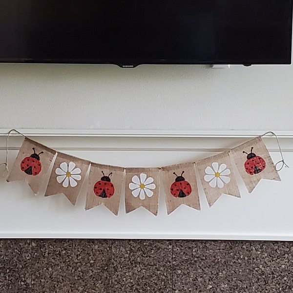 Ladybug Banner, Daisy Banner, Ladybug and Daisy Banner, Ladybug Burlap ...