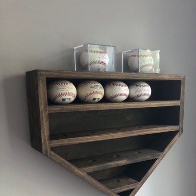 Large Baseball Display Shelf, Holds 20 Baseballs and 16 Championship ...