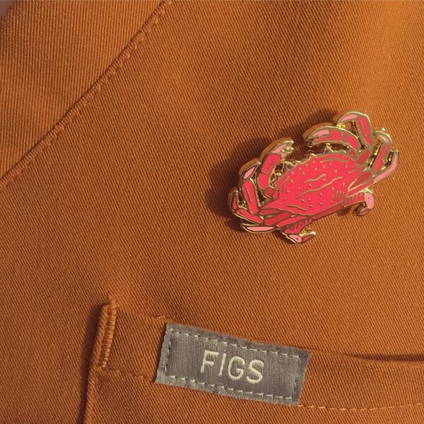 Crab Enamel Pin, Red and Gold Crab Pin, Single Hard Enamel Pin With ...