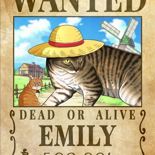 Anime Pet Wanted Poster: Custom Pirate or Marine Portrait (digital) - Etsy