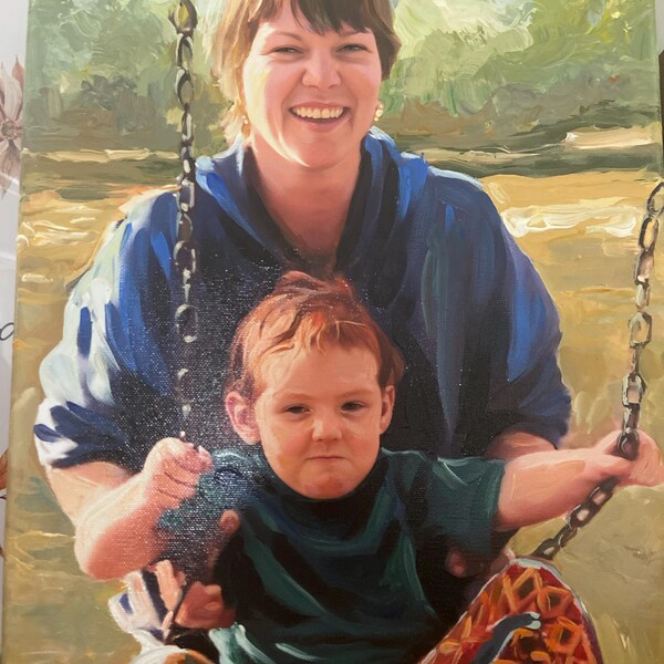 Family Portrait From Multiple Photo, Oil Color Family Portrait, DIY ...