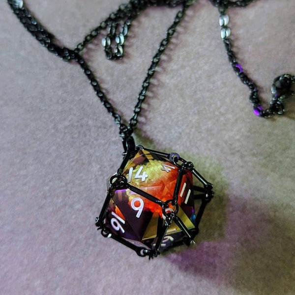 Handmade Sharp Edge Dice Red Black Resin Polyhedral RPG Dice Set With ...