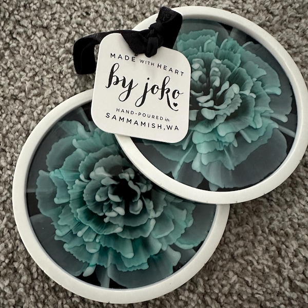 Colorful Blooms on Gray Resin Round Coaster, Set of 2, Drink Coaster ...