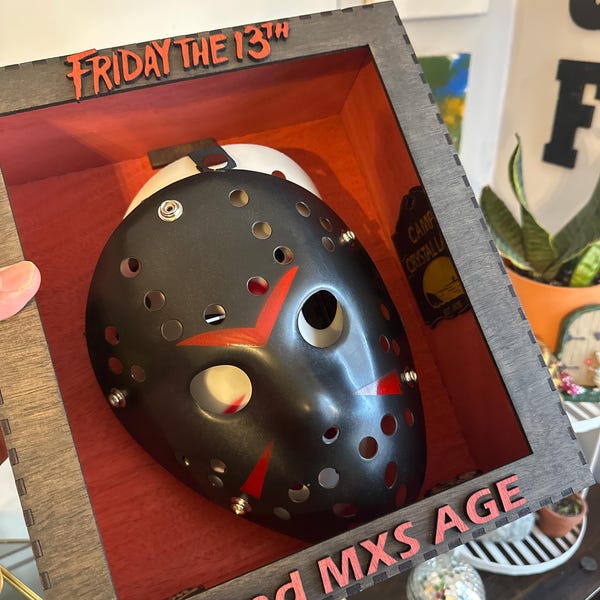Full Size Hockey Mask Shadow Box Jason Friday the 13th REMOVABLE Mask ...