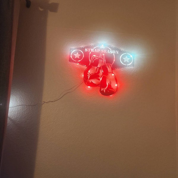 Custom Boxing Gloves Metal Wall Art With LED Light - Personalized King ...