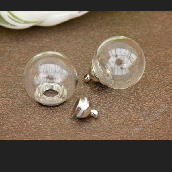 2 Sets of DIY Glass Ball Pendant,20mm Glass Ball With Screw Cap.clear ...