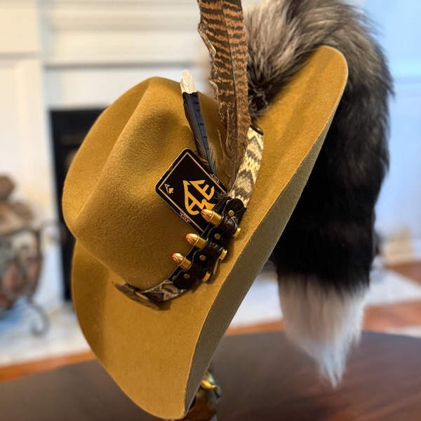 Beautiful Genuine Spotted Cowhide Hat Hanger -- Cowboy Western Fedora ...