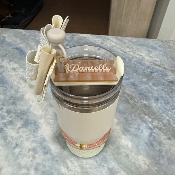 Almond Rose Stanley Name Plates Lid Toppers Taupe Cup Accessories ...