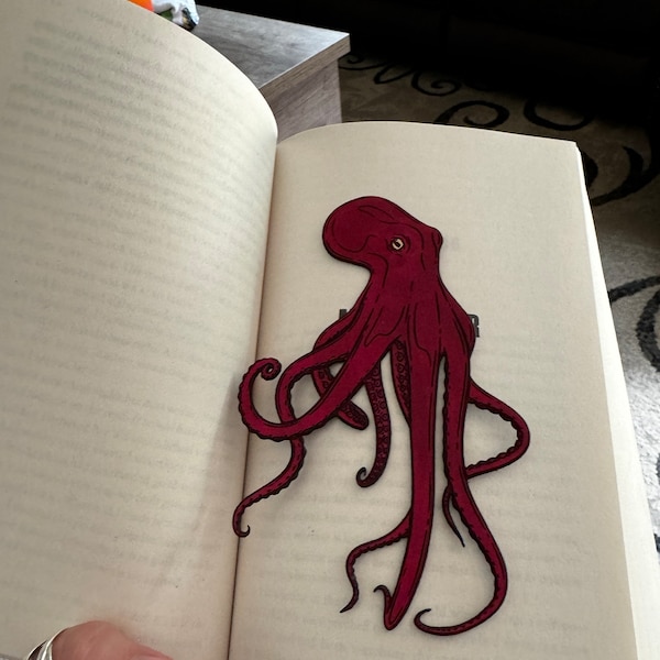 Octopus Bookmark | Leather Kraken Bookmark | Gift for Book Lovers ...