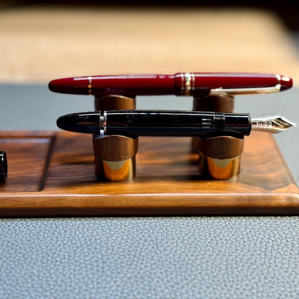 Wood Double Fountain Pen Holder & Ink Stand: Desk Organizer - Etsy