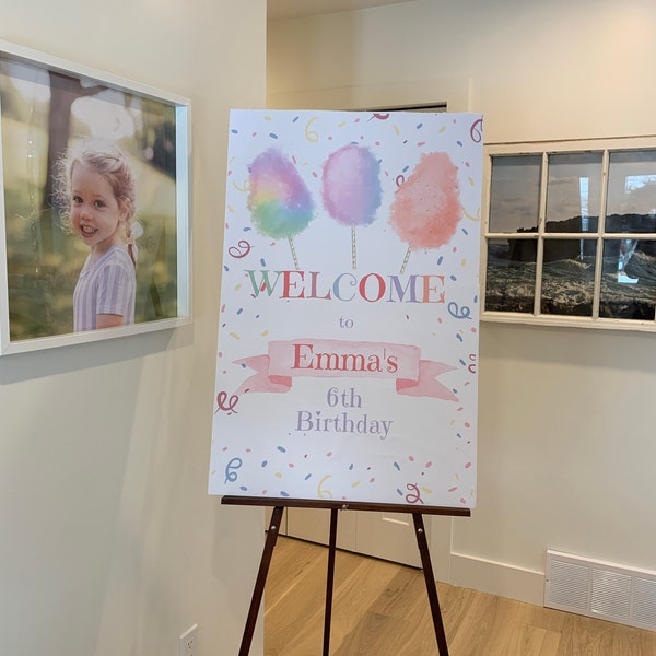 Editable Cotton Candy Welcome Sign Party Cotton Candy Birthday Party ...