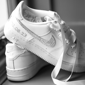 Personalised Air Force 1 White Wedding Sneakers // Blinged Out With ...
