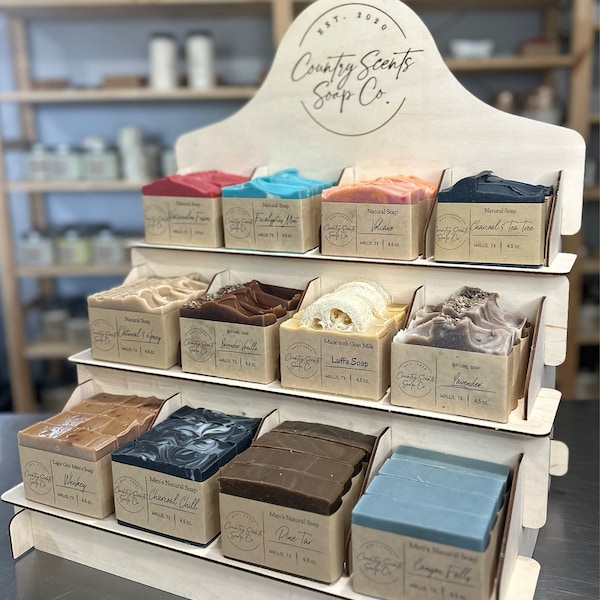 Soap Display Stand With 4 Tiers, 16 Pockets. Vendor Rack for Craft ...