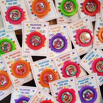 Playdoh Valentines, Printable Valentine Cards, Non-candy Valentine ...