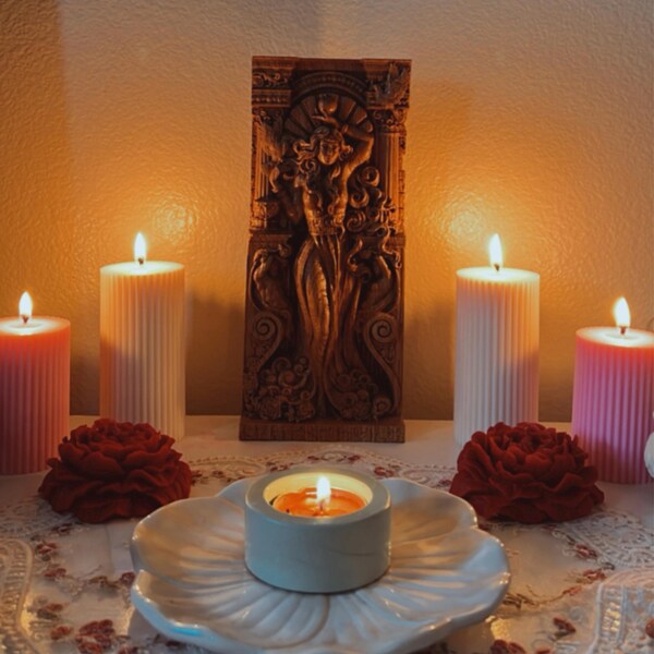 Goddess Gaia Altar Candle, Aphrodite Altar Candle, Beeswax Colored ...