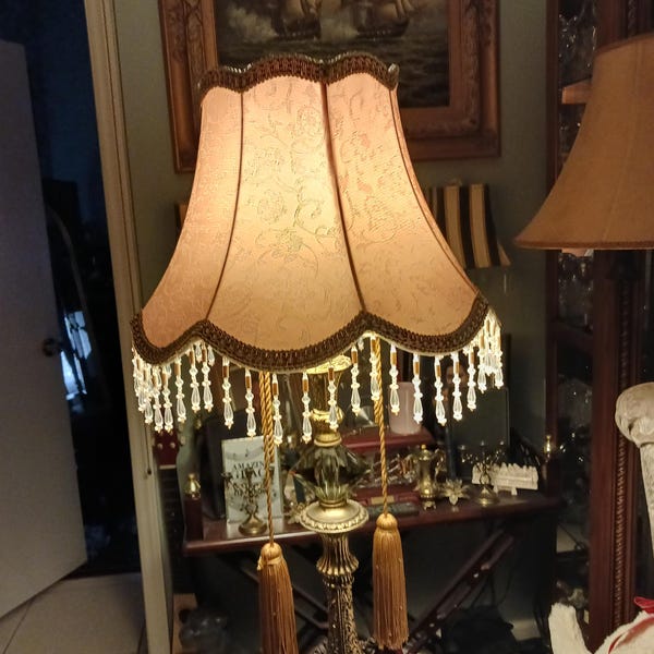 Luxury Arched Shape Lamp Shade, Velvet Fringed Lamp Cover,embroidered ...