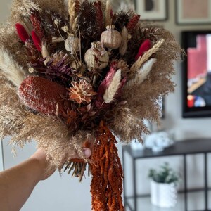 Dusty Blue Rust Bouquet, Neutral Bouquet, Dried Pampas Wedding, Boho ...