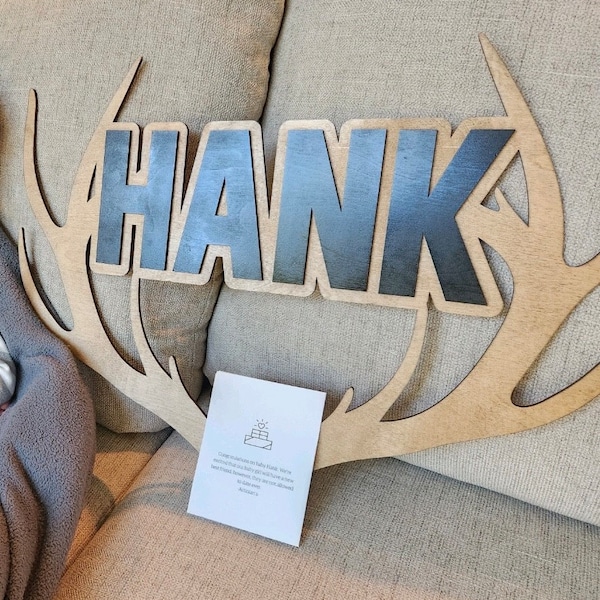 3D Personalized Deer Antler Sign | Boy's Antler Name Sign | Deer ...