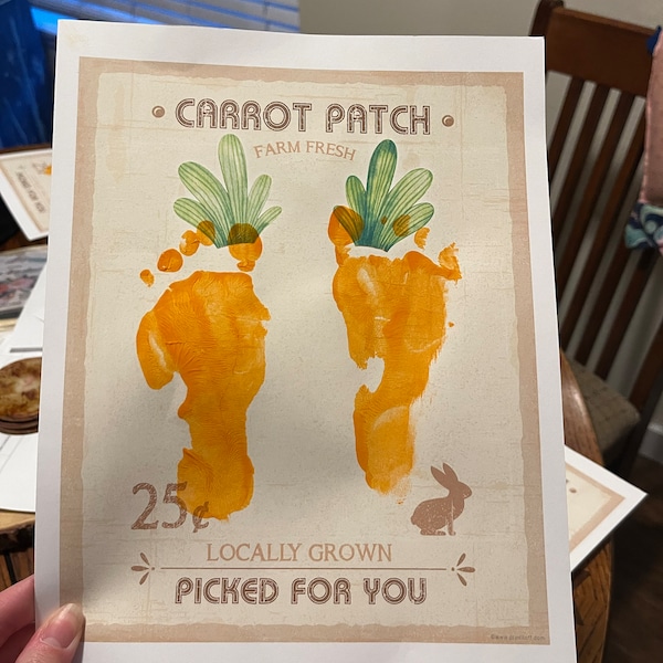 Original Farm Sign Carrot Patch Easter / Footprint Feet Art Craft ...