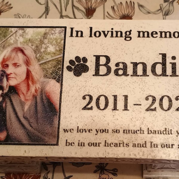 Personalized Stool Pet Memorial Garden Stone Plaque With Photo, Pet ...