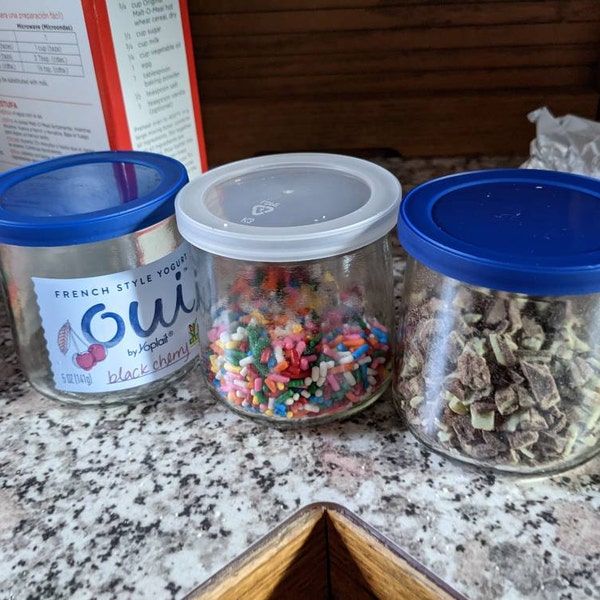 Oui Lids * Set of 4 * for Glass Yogurt Container * Blue * Food Safe ...