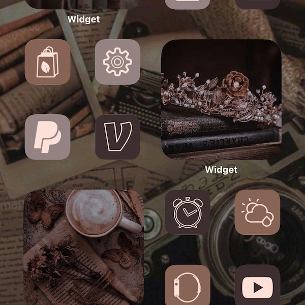 Ios Natural Brown App Icons, Pack of Earth Brown Icons, Aesthetic Dark ...