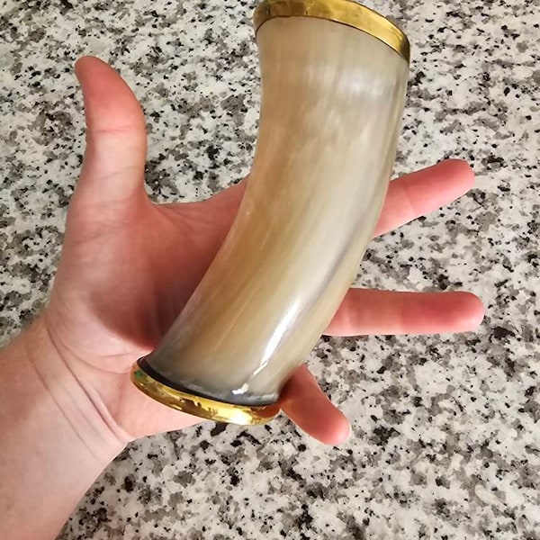 Medieval Real Ox Horn Cup Mug - Rustic Viking Drinking Beer Mug Cup ...