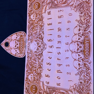 Ouija Board With Demons and Skulls Wooden Engraving, Wood Gothic Skull ...