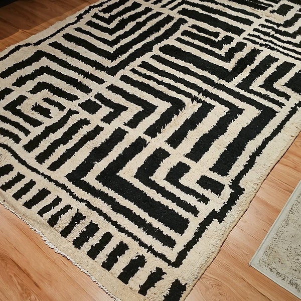 Green Beni Ourain Carpet-large Moroccan Rug 8x5-abstract Wool Rug ...