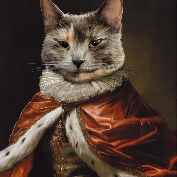 Regal Cat Painting, Royal Cat Portrait Customized, Renaissance Pet Art ...